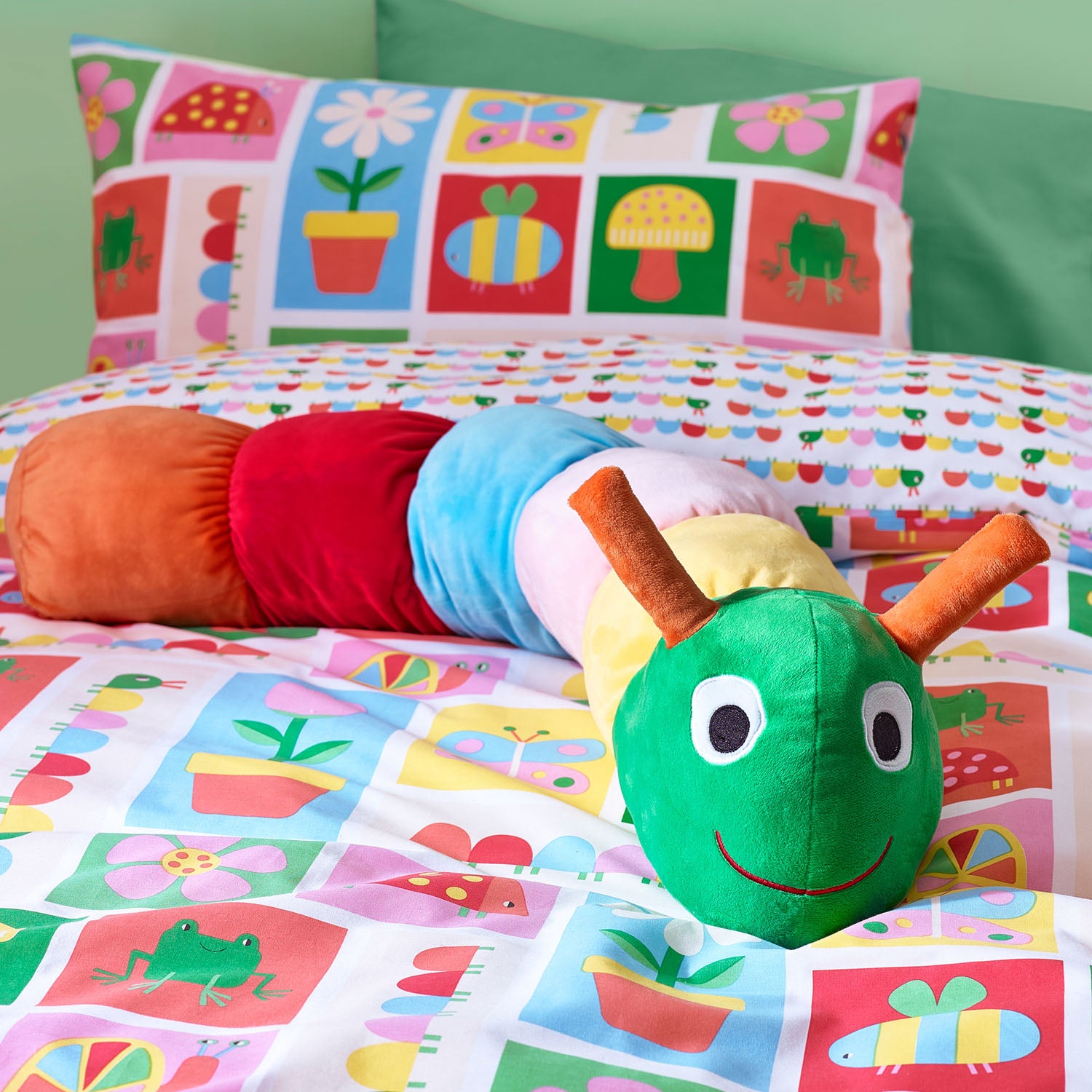 Catherine Lansfield Charlee Curious Caterpillar 3D Shaped Cushion ...