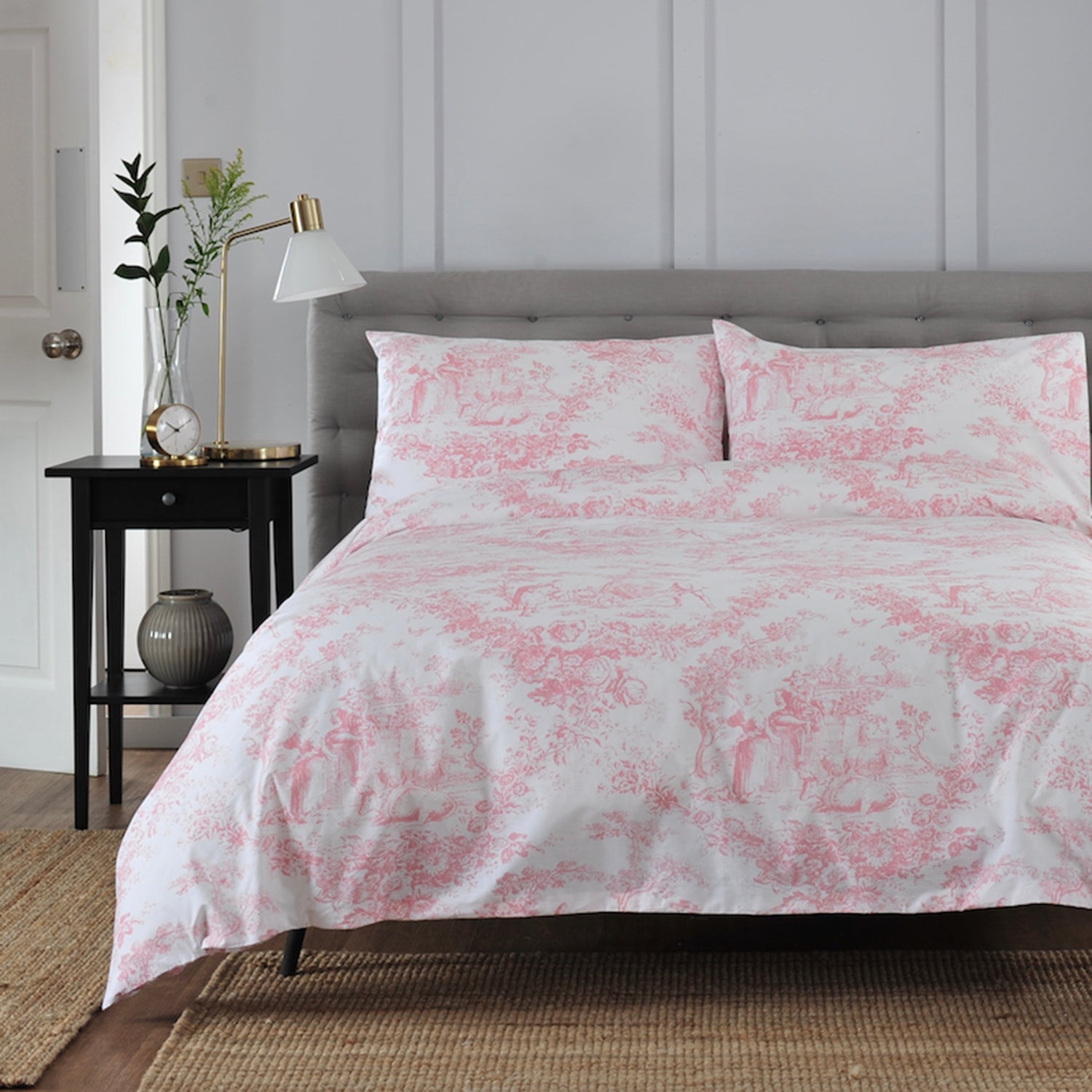 The Lyndon Company Toile Pink Printed Cotton Duvet Cover – Julian ...