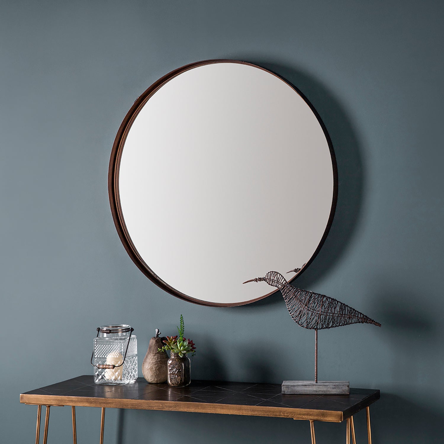 Greystoke Aged Bronze Round Mirror 8.3cm | Julian Charles