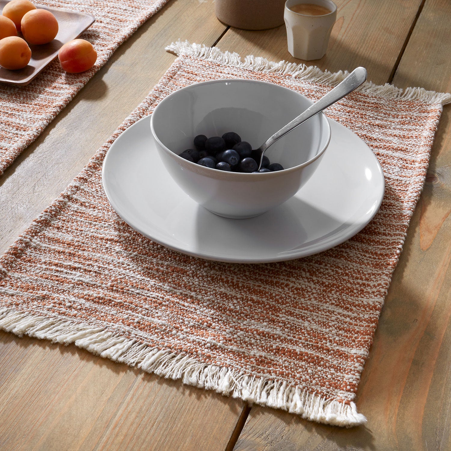 Pineapple Elephant Terracotta Textured Frayed Edge Placemat Pair ...