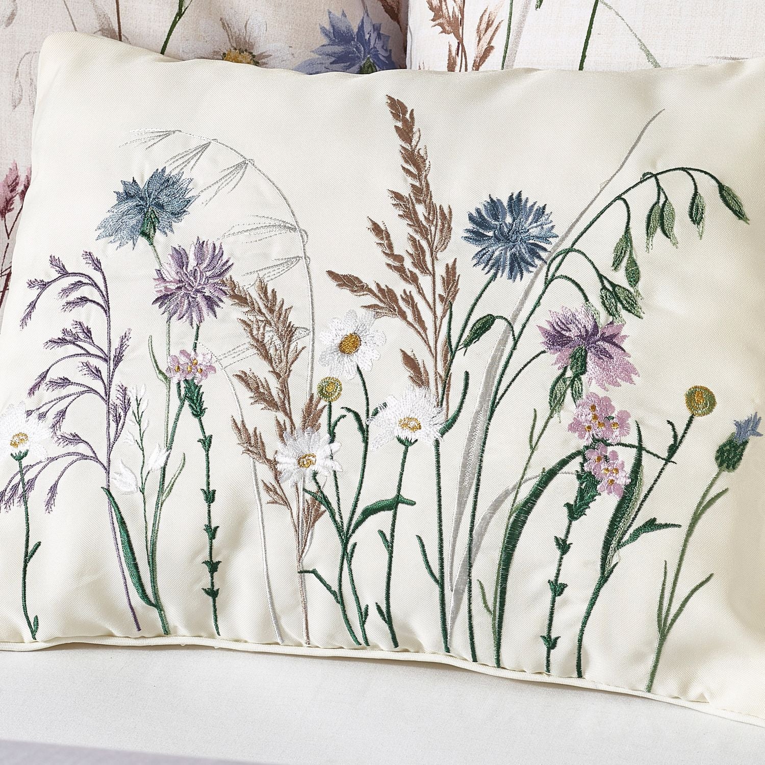 Catherine Lansfield Grasmere Lilac Floral Embroidered Cushion – Julian ...
