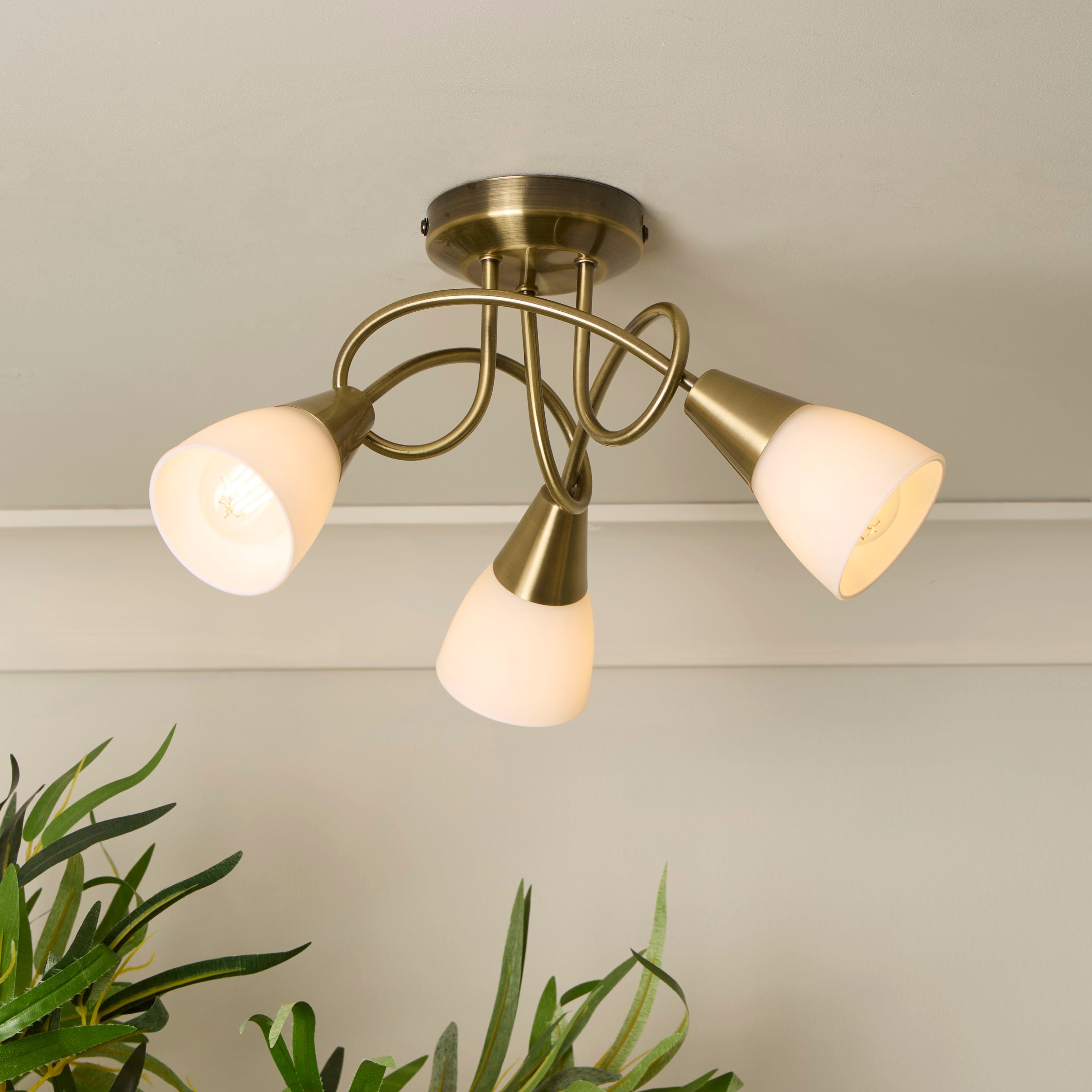 3 Light Antique Brass Twist Ceiling Light – Julian Charles Home