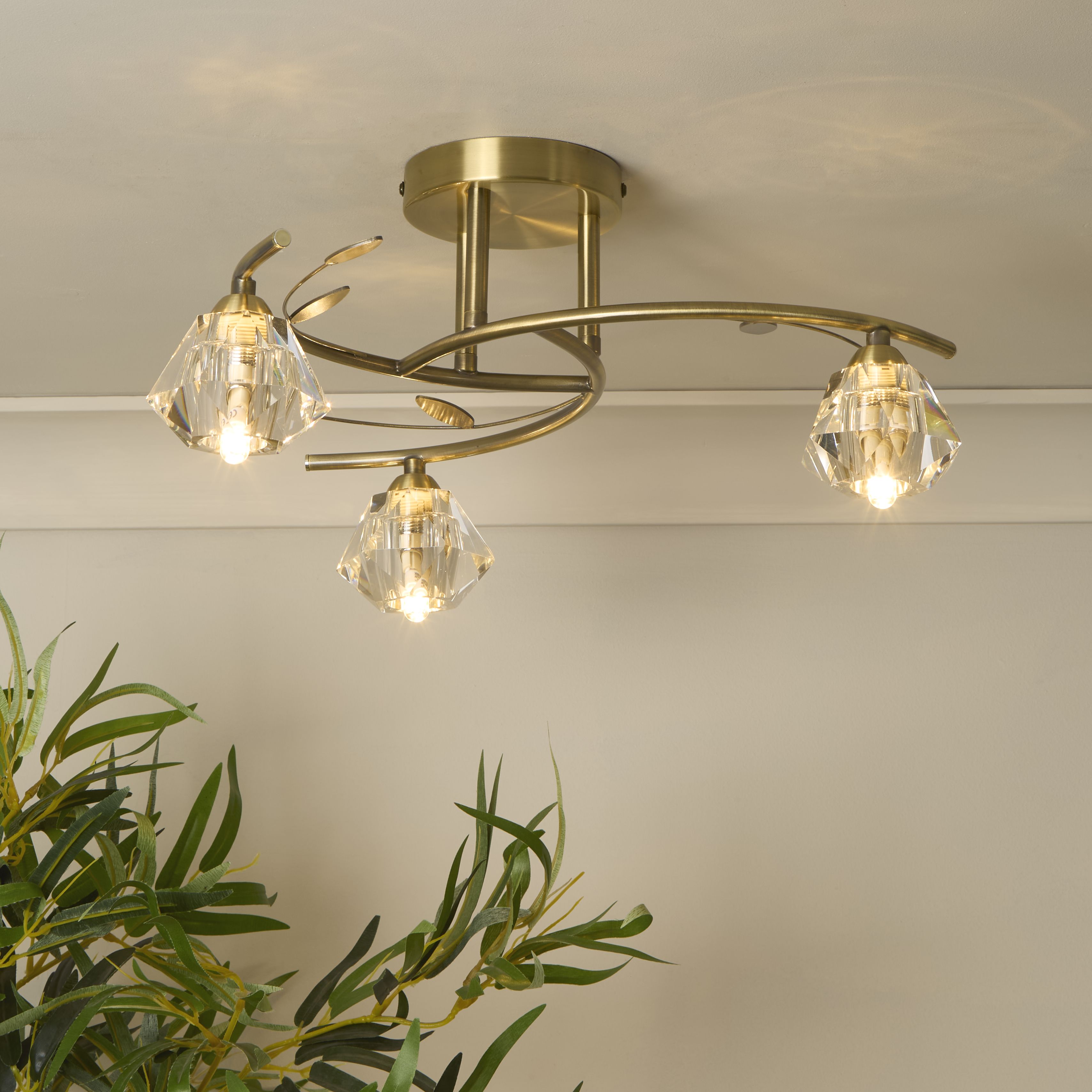 Large 3 Light Antique Brass Ceiling Light – Julian Charles Home