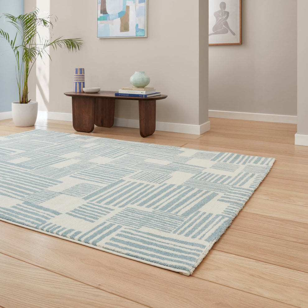 Catherine Lansfield Blocks Blue Rug – Julian Charles Home