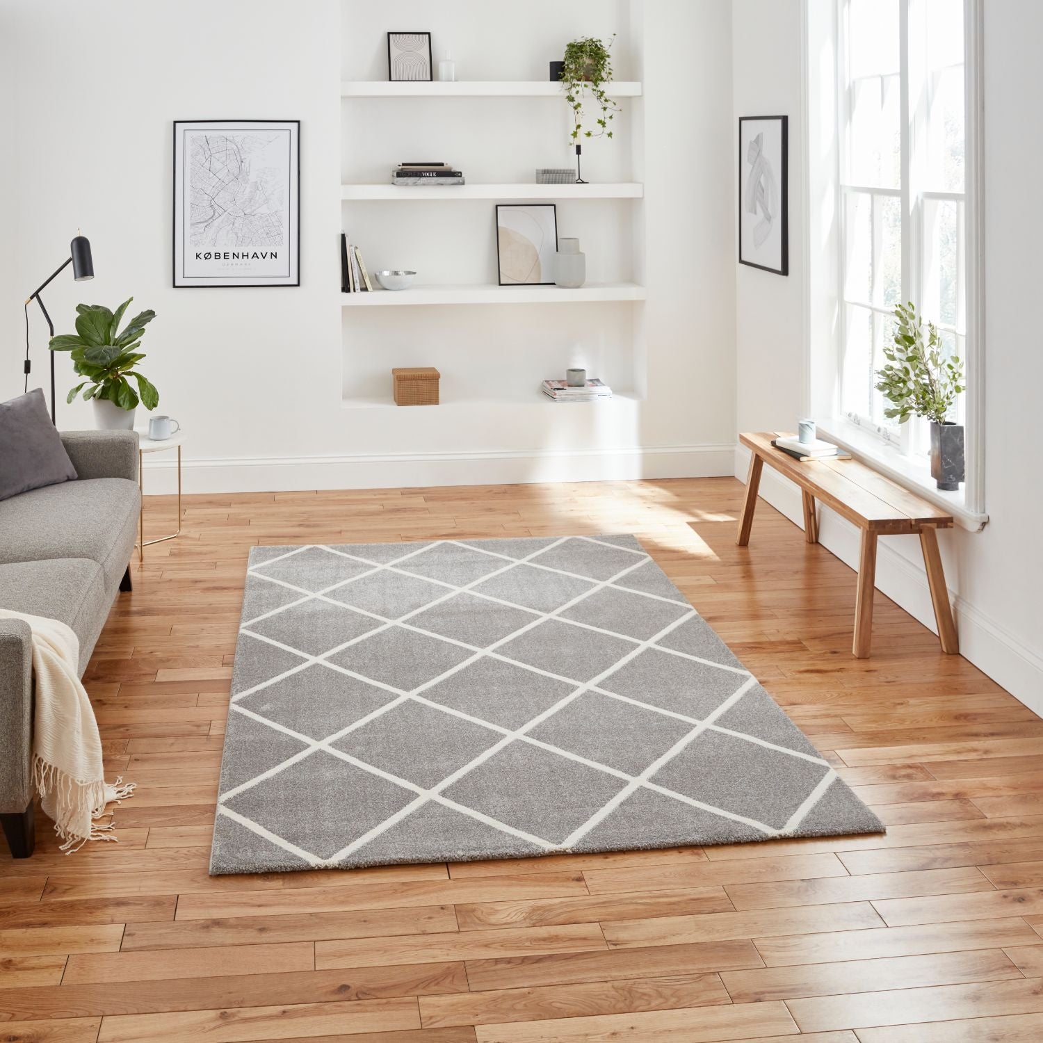 Brooklyn BRK35 Grey and Cream Modern Geometric Rug – Julian Charles Home