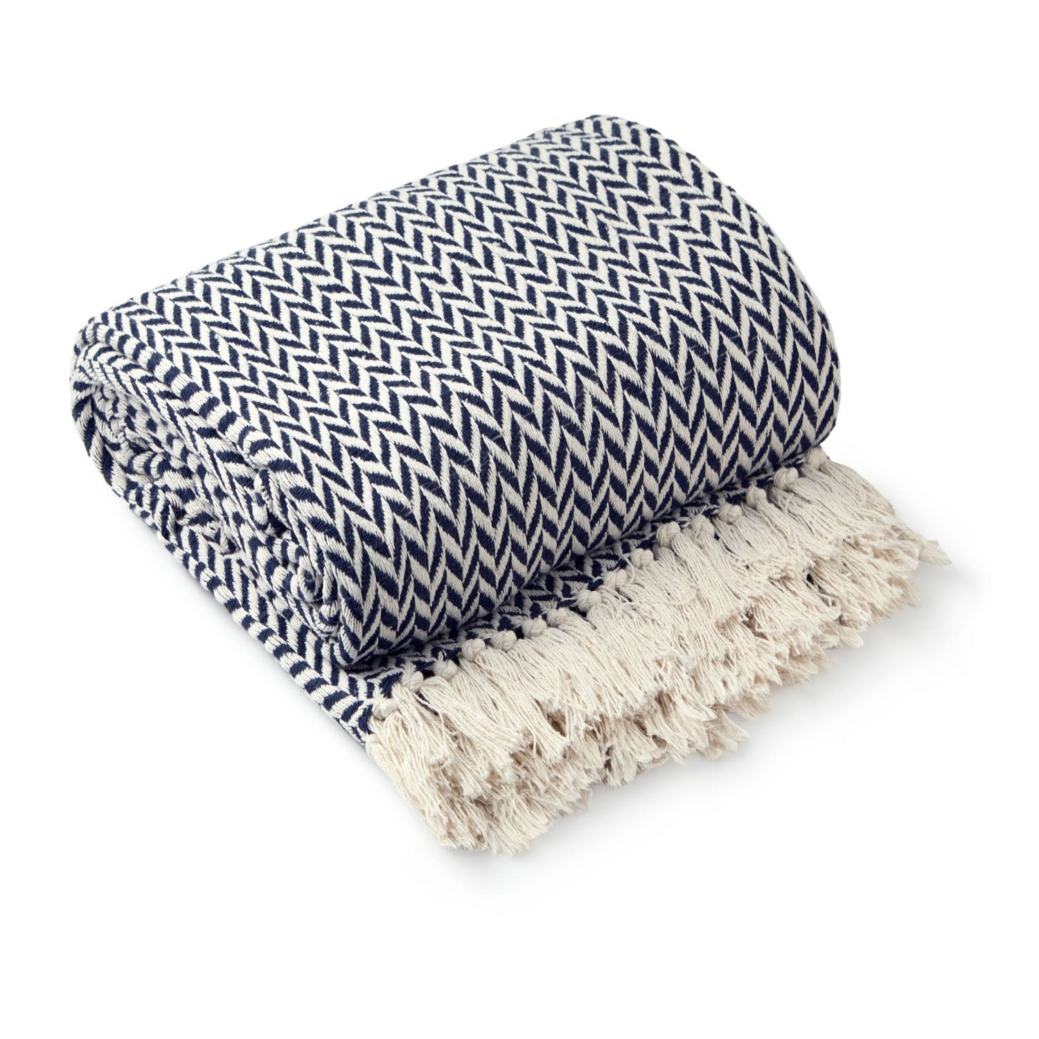 Cherokee Navy Scandi Woven Recycled Cotton Throw – Julian Charles Home
