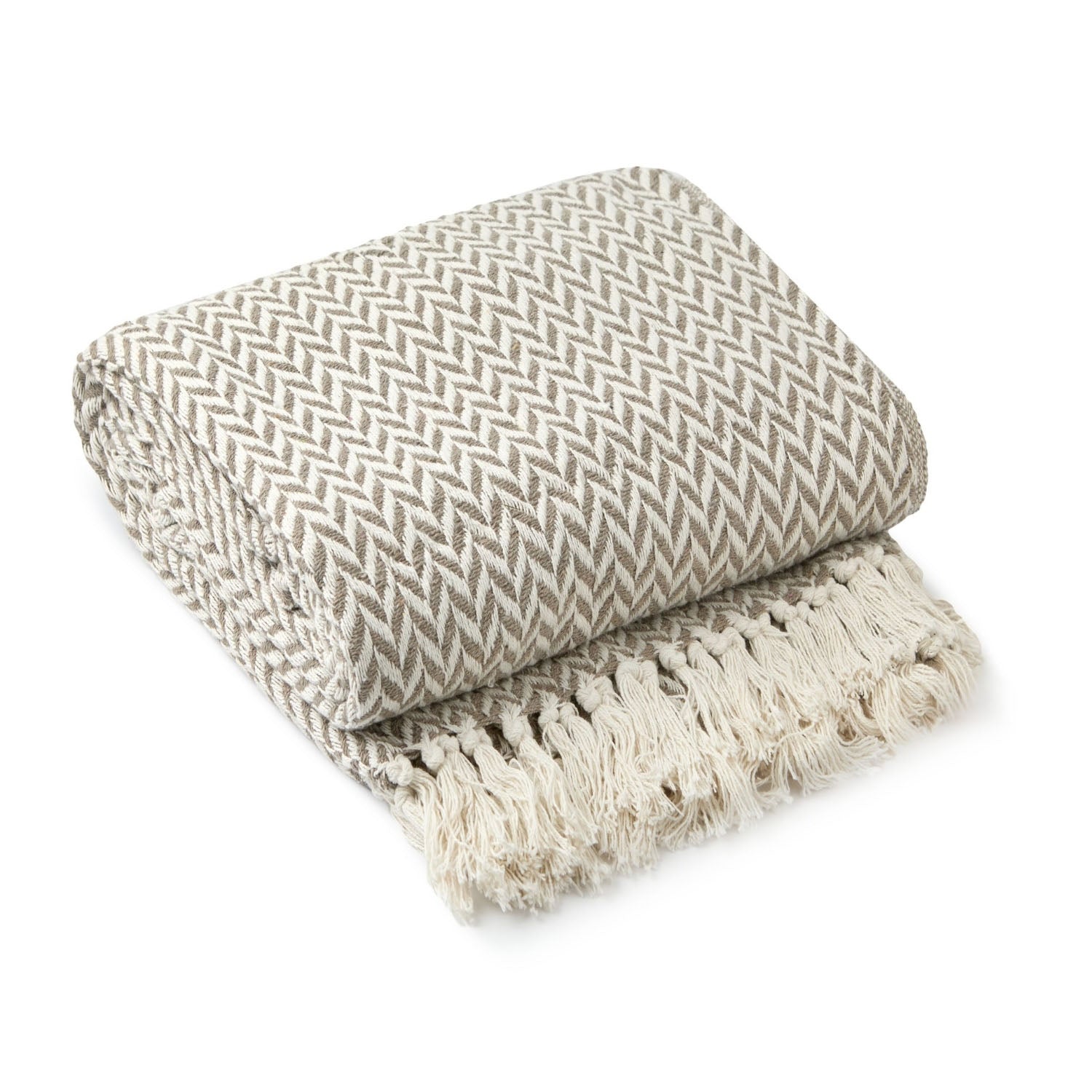 Cherokee Taupe Scandi Woven Recycled Cotton Throw – Julian Charles Home