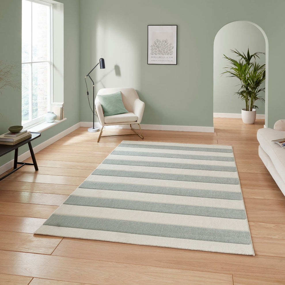 Catherine Lansfield Cove Stripe Sage Green Rug – Julian Charles Home