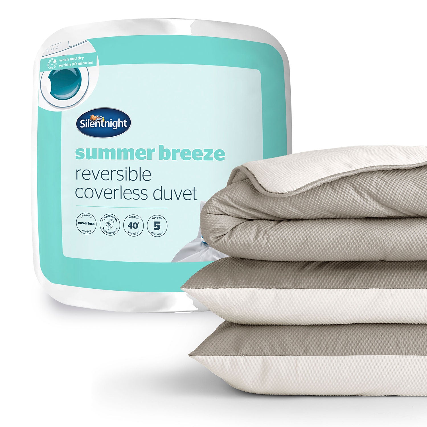 Silentnight Cream and Taupe 2.5 Tog Coverless Duvet And Pillowcase Set ...