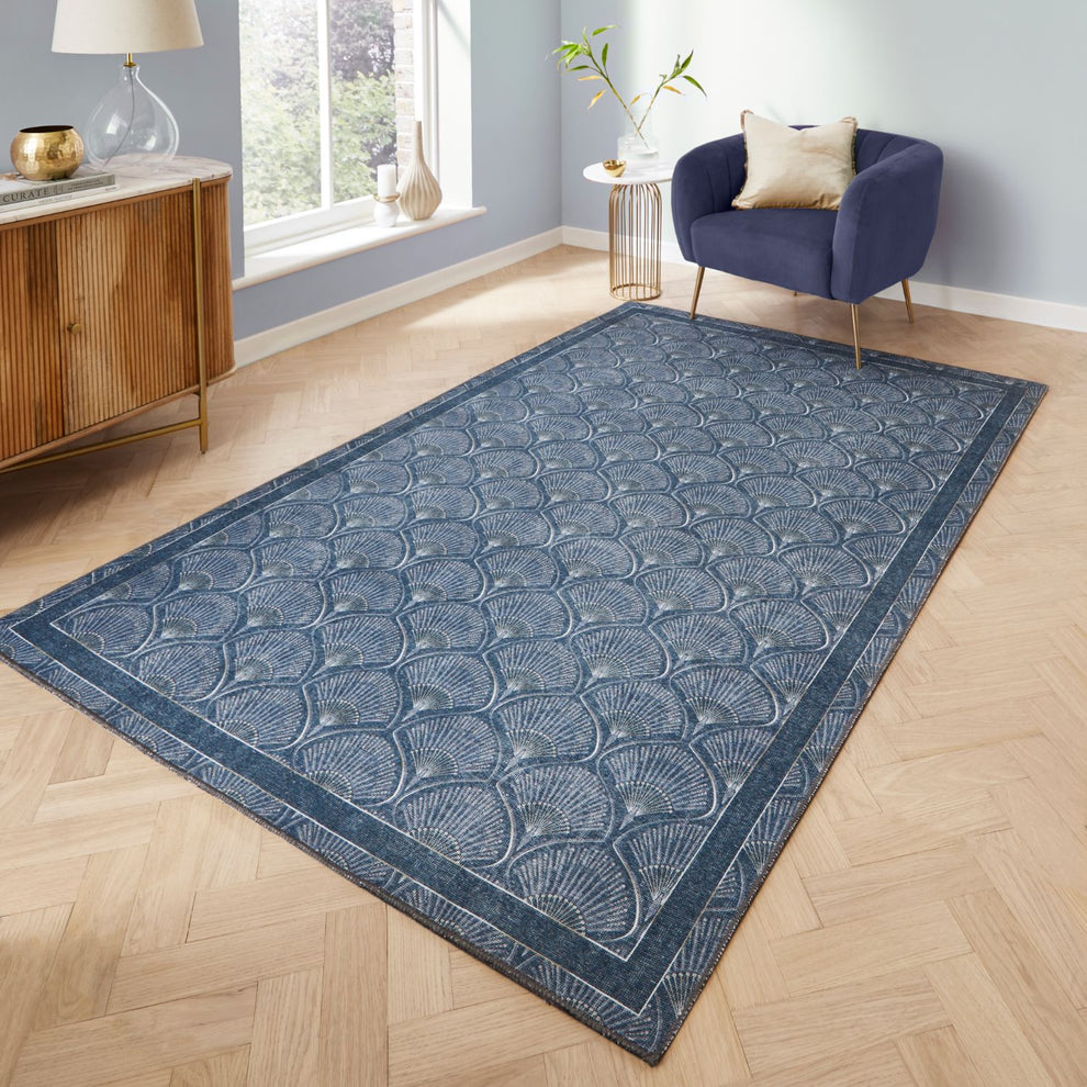 Catherine Lansfield Deco Peacock Blue Rug – Julian Charles Home