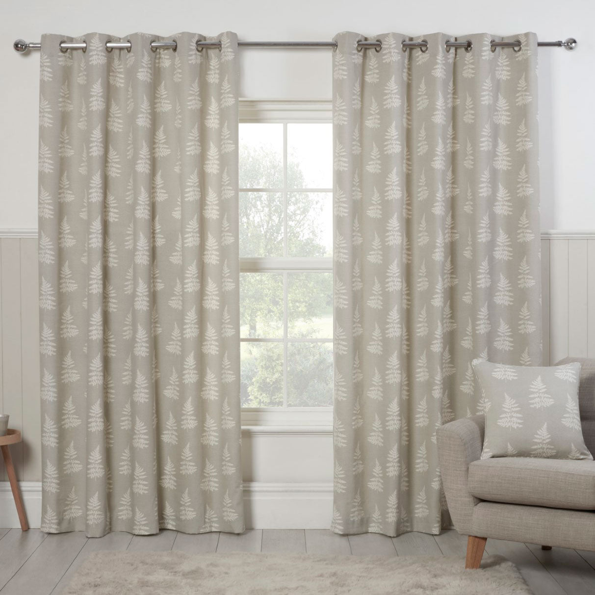 Esher Fern Silver Eyelet Curtain – Julian Charles Home