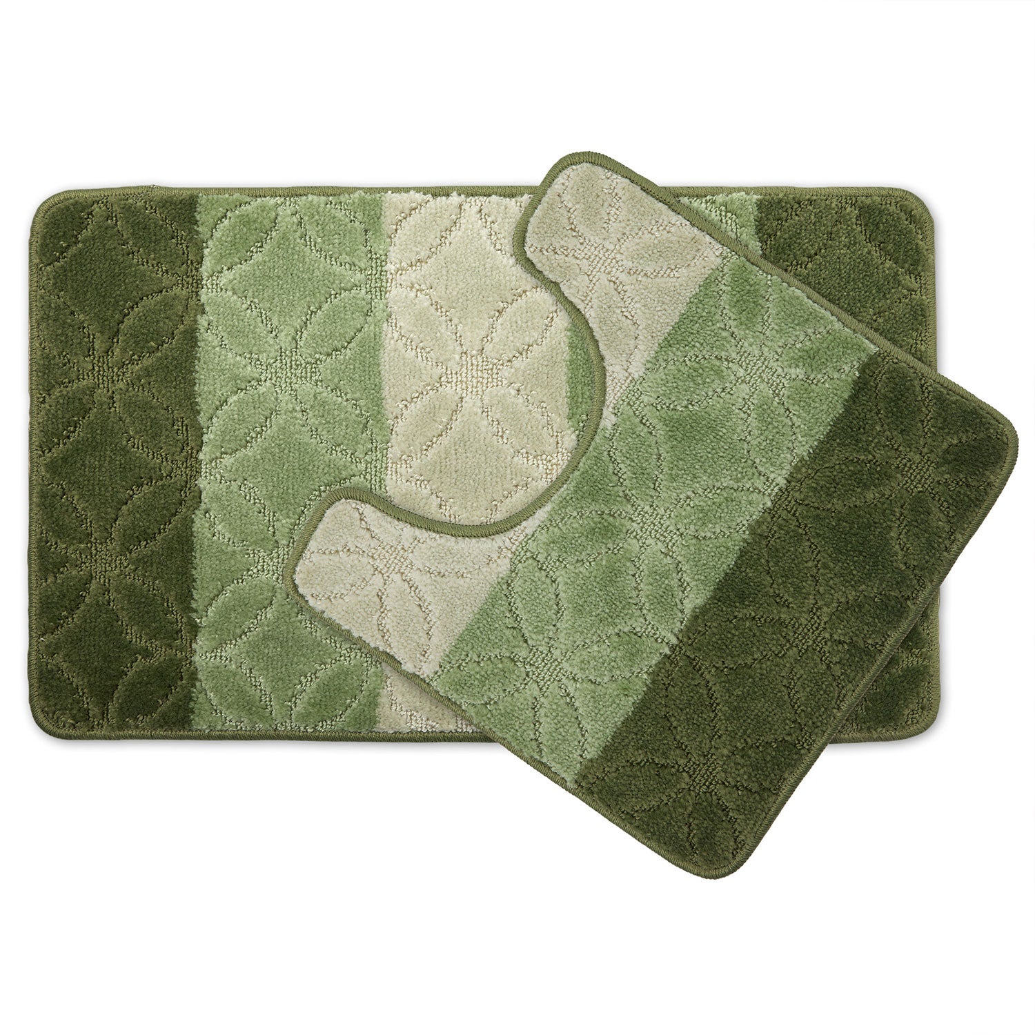 Halo Sage Green Tonal Stripe 2 Piece Bath Mat Set – Julian Charles Home