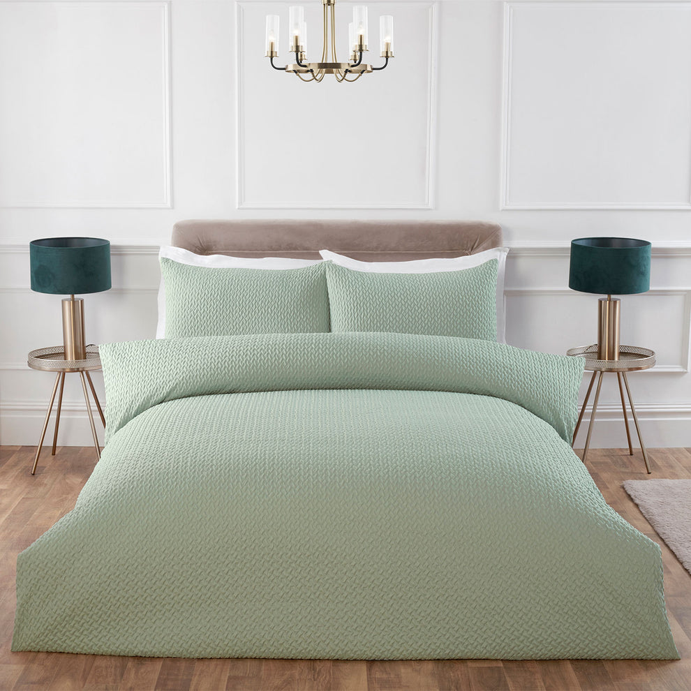 Arlo Soft Green Textured Duvet Set – Julian Charles Home