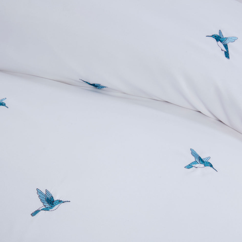 Bluebird White Embroidered Super Soft Duvet Set – Julian Charles Home