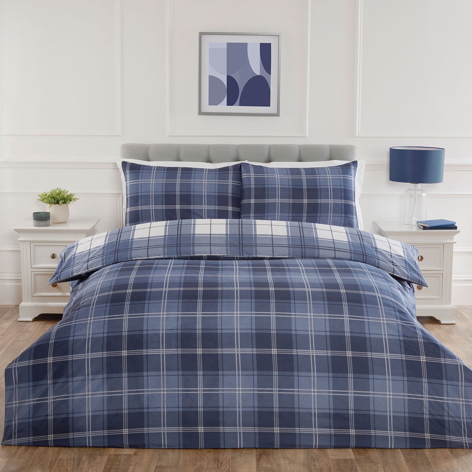 Seattle Navy Check Super Soft Duvet Set – Julian Charles Home