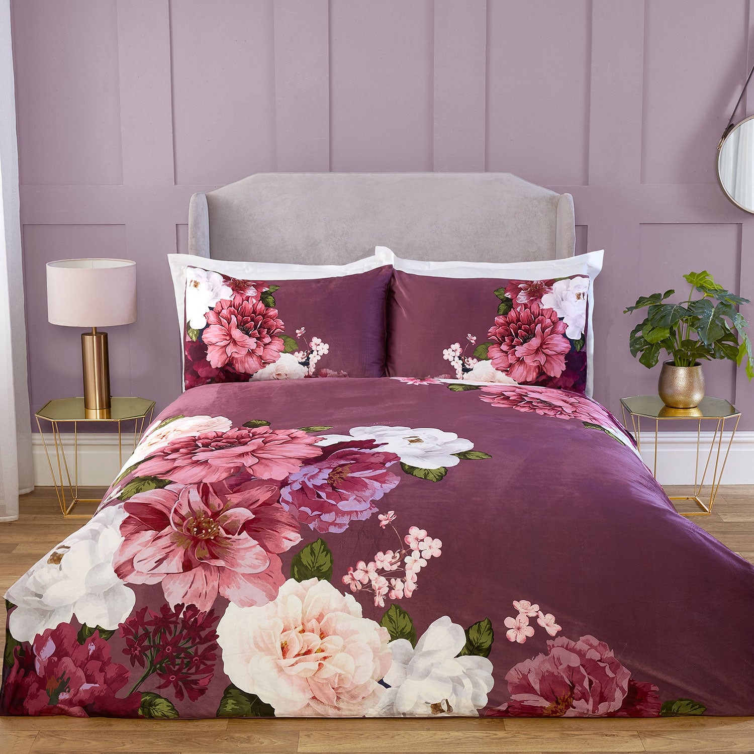 Eliza Bloom Heather Velvet Duvet Set – Julian Charles Home