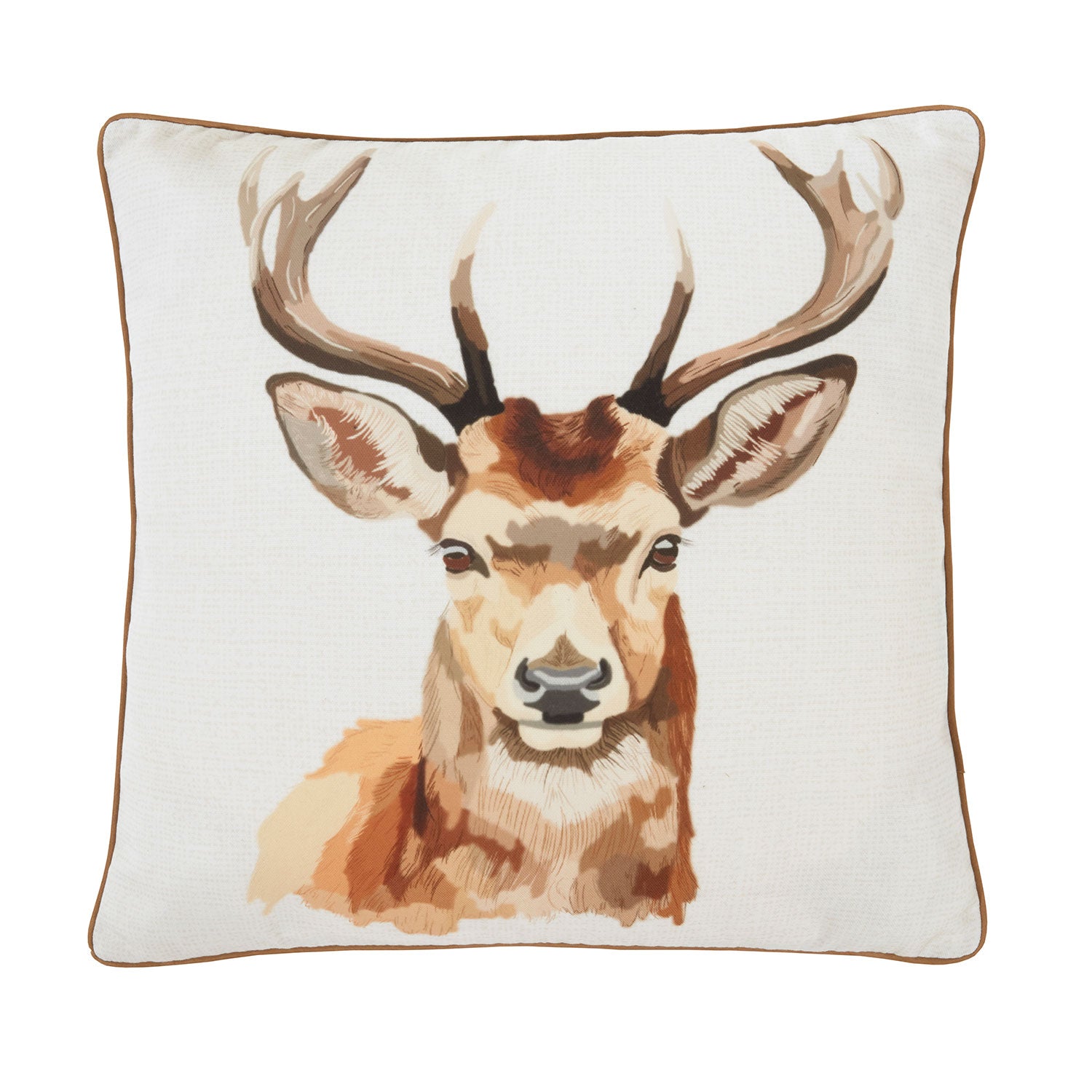 Spencer Stag Printed Canvas Cushion (43cm x 43cm) – Julian Charles Home