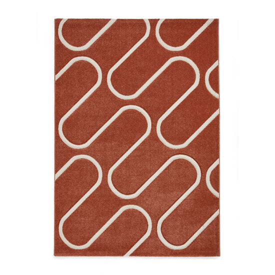 Catherine Lansfield Linear Curve Terracotta Rug – Julian Charles Home