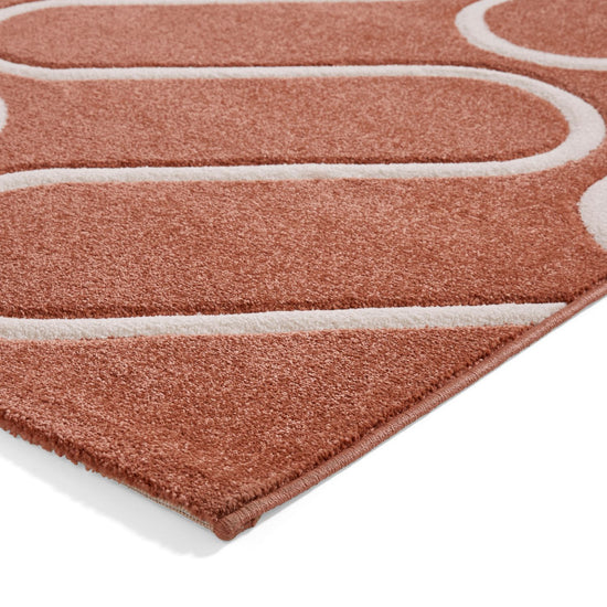 Catherine Lansfield Linear Curve Terracotta Rug – Julian Charles Home