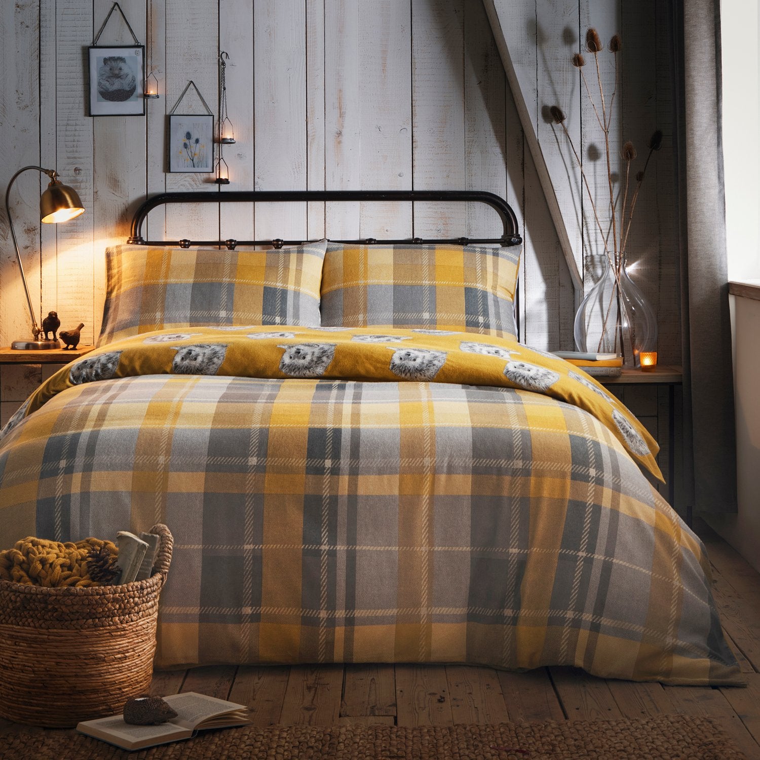 Colville Check Ochre Brushed Cotton Duvet Set – Julian Charles Home
