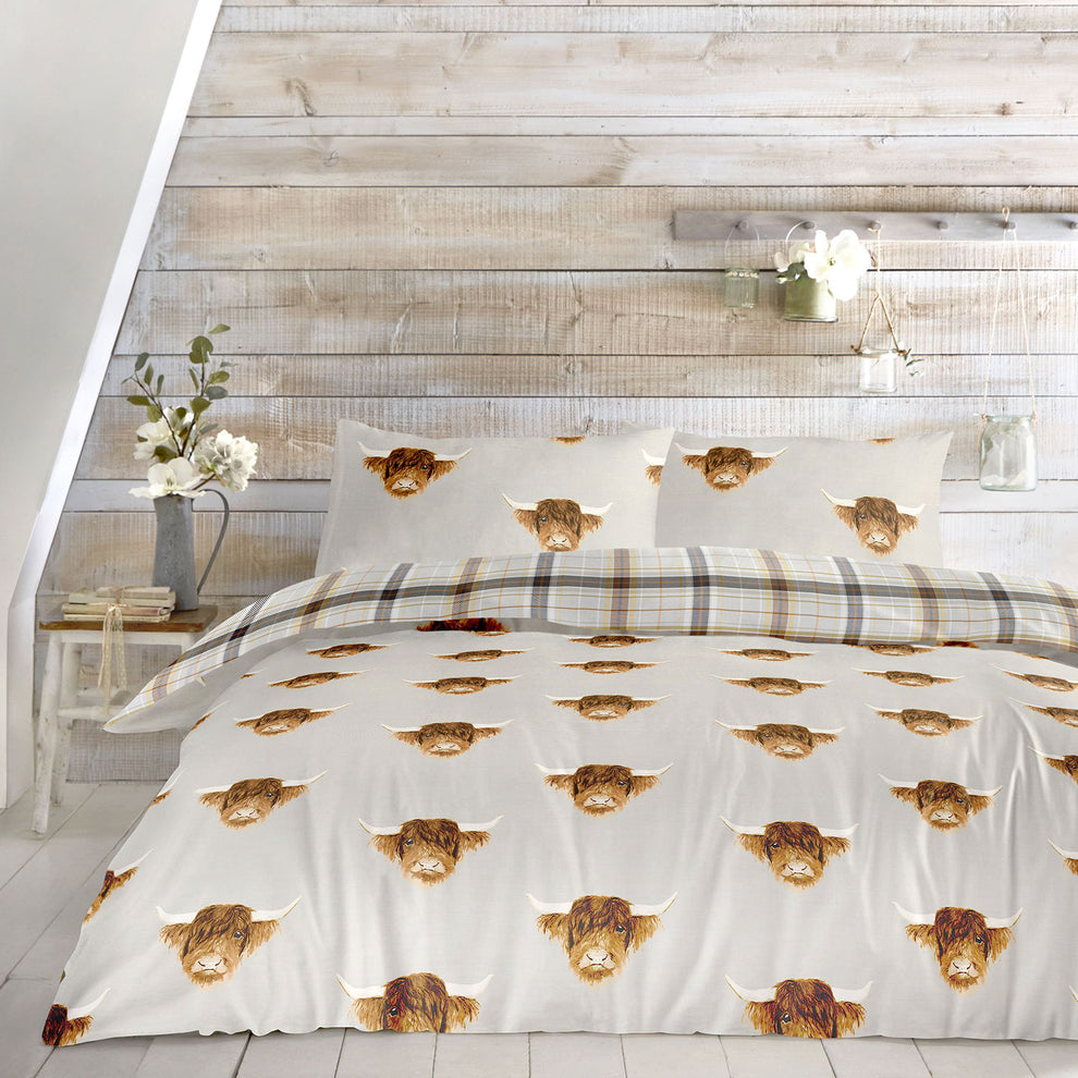 Highland Cow Ochre/Natural Duvet Set – Julian Charles Home