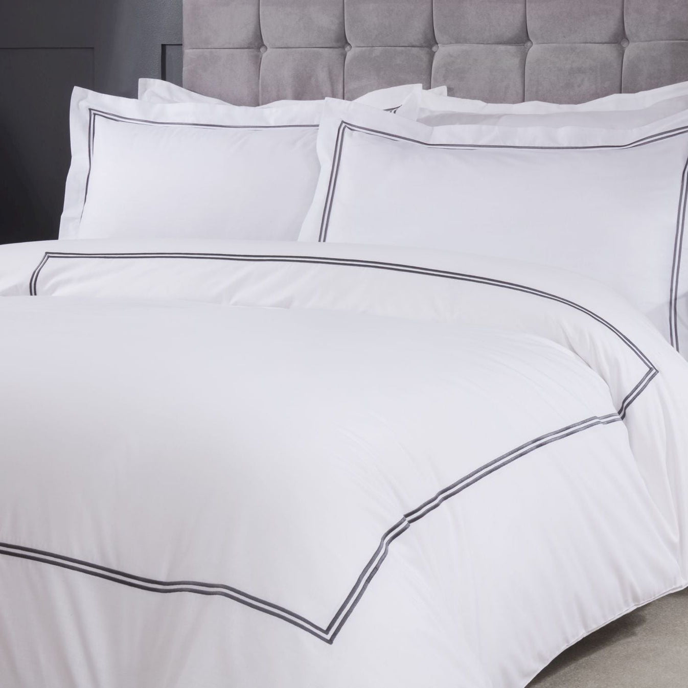 Mayfair Graphite Embroidered Duvet Set – Julian Charles Home