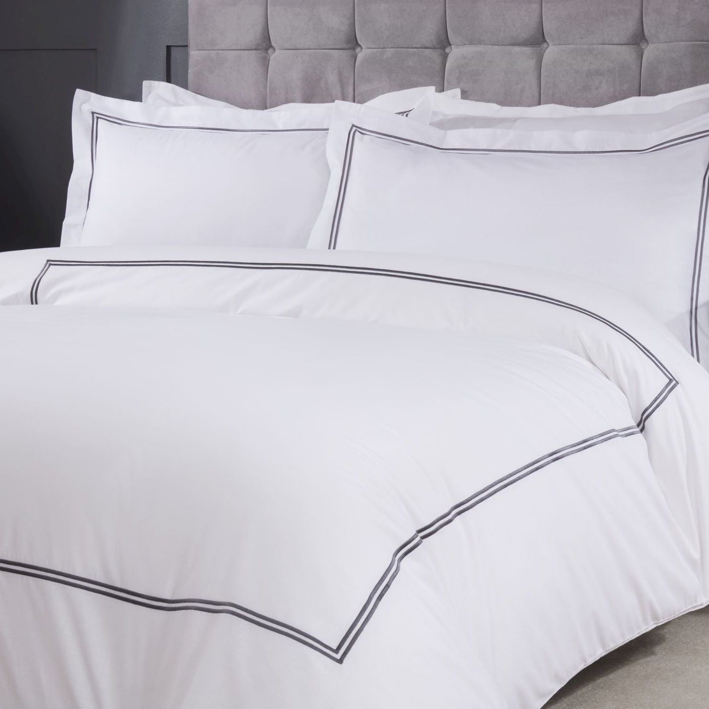 Mayfair Graphite Embroidered Duvet Set – Julian Charles Home