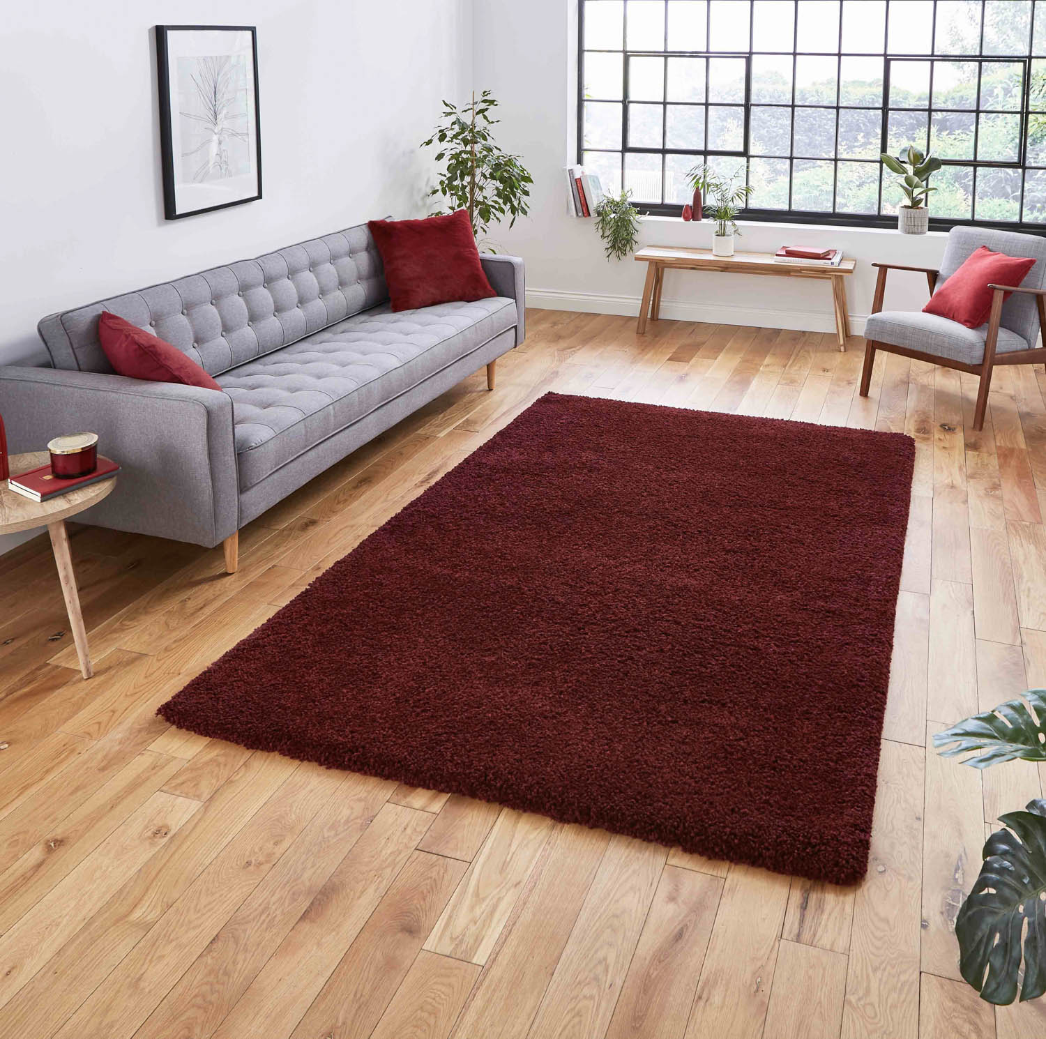 Sierra 9000 Ruby Red Shaggy Rug – Julian Charles Home