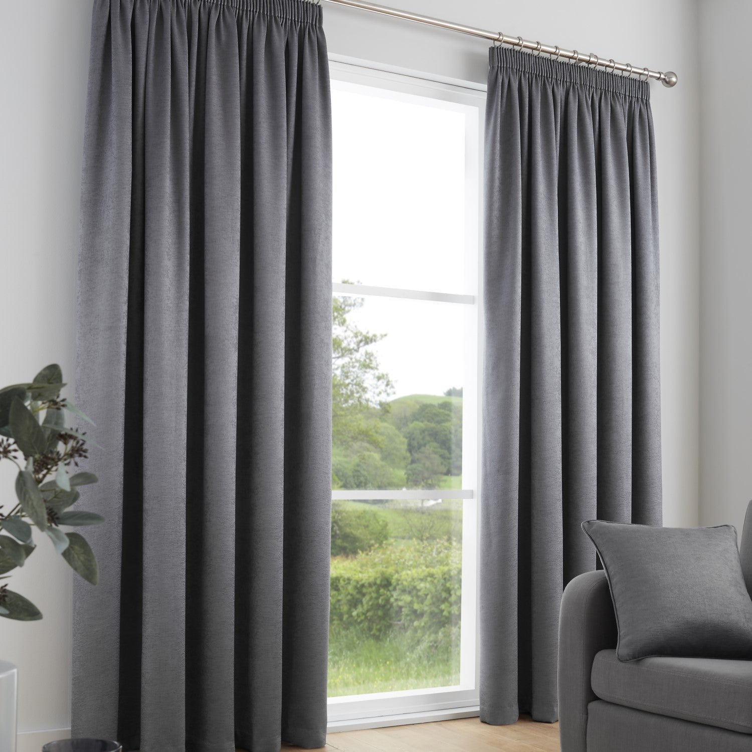 Galaxy Charcoal Grey Dim Out Pencil Pleat Curtains – Julian Charles Home